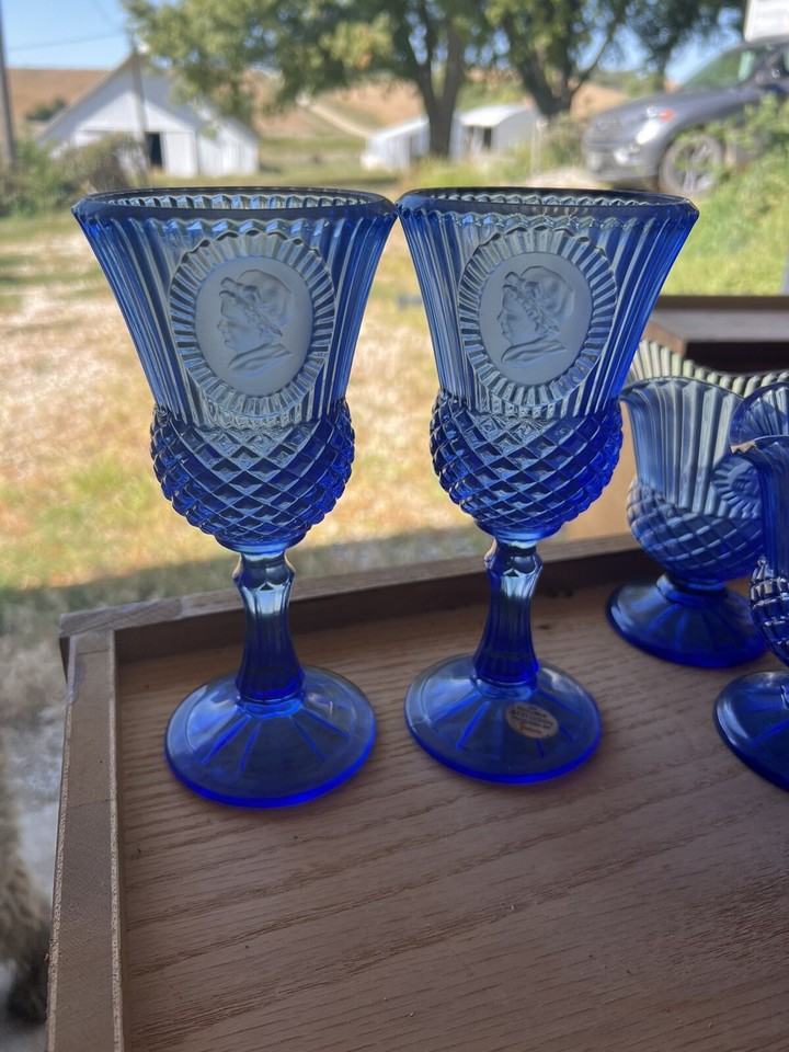 1970’s Avon George Washington Blue Glassware Set | eBay