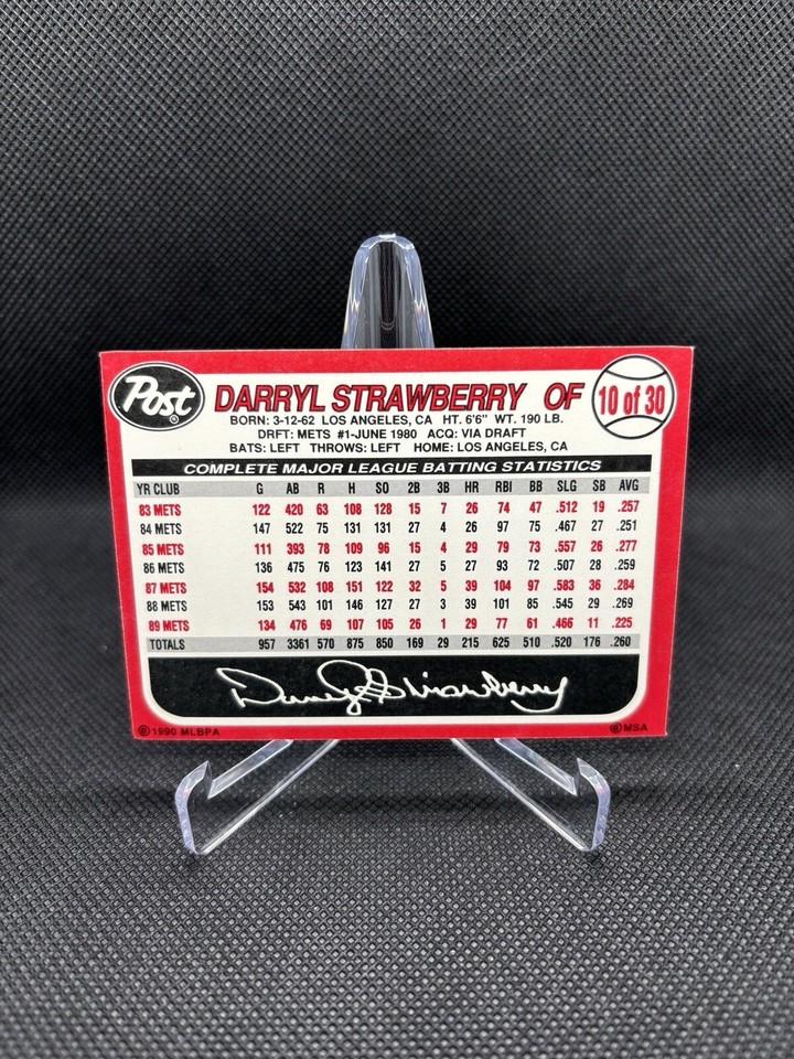 1990 Post Food First Collector Series #10 Darryl Strawberry METS | eBay