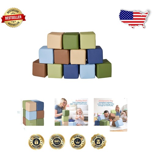 SoftZone 12-Piece Earthtone Foam Building Blocks for Toddlers - Safe ...