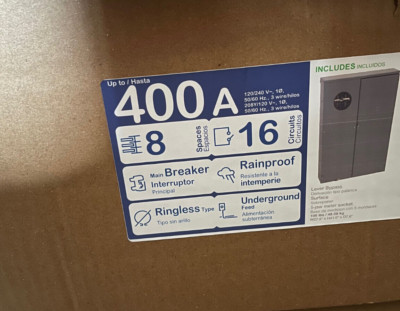 QU816D400SL, 8 Space, 16 Circuit, 3R, 400 Amp, Underground Feed, Meter ...