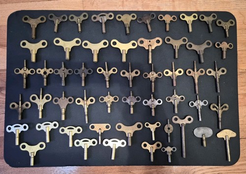 Vintage Brass Clock Winding Key Lot 53 Total USED Working All Original ...