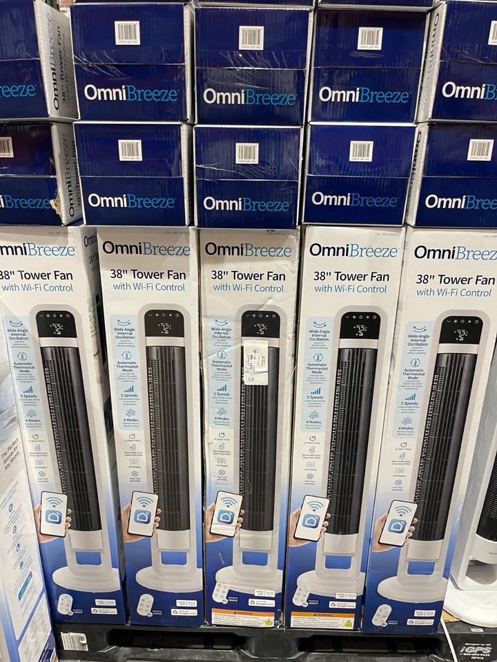 OmniBreeze Tower Fan with Remote Internal Oscillation Wi-Fi Intelligent ...