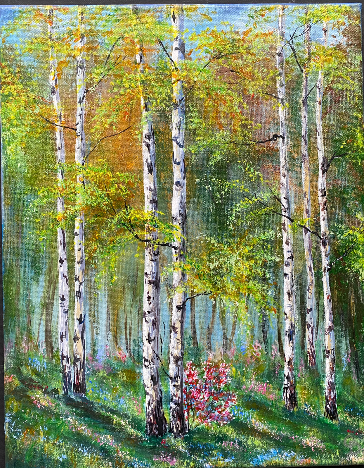 ORIGINAL Painting " Birches Trees" ACRYLIC 14"x 11" by Olga Diduh. | eBay