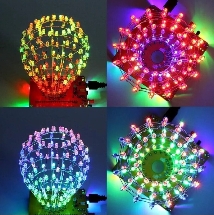 DIY 3mm RGB LED Light Cubic Ball Kit for Desktop Decoration Soldering ...