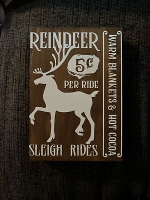 Reindeer sleigh rides tiered tray block decor | eBay