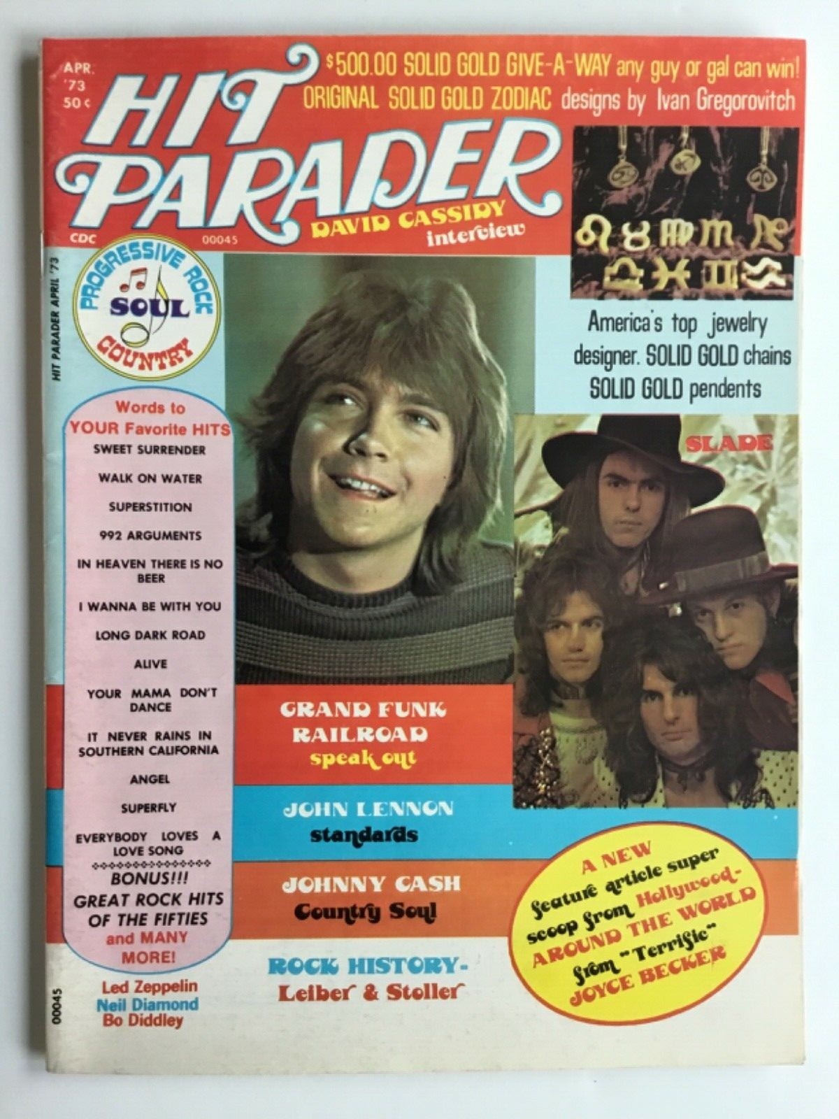 HIT PARADER MAGAZINE April 1973 DAVID BOWIE POSTER John Lennon LED ...