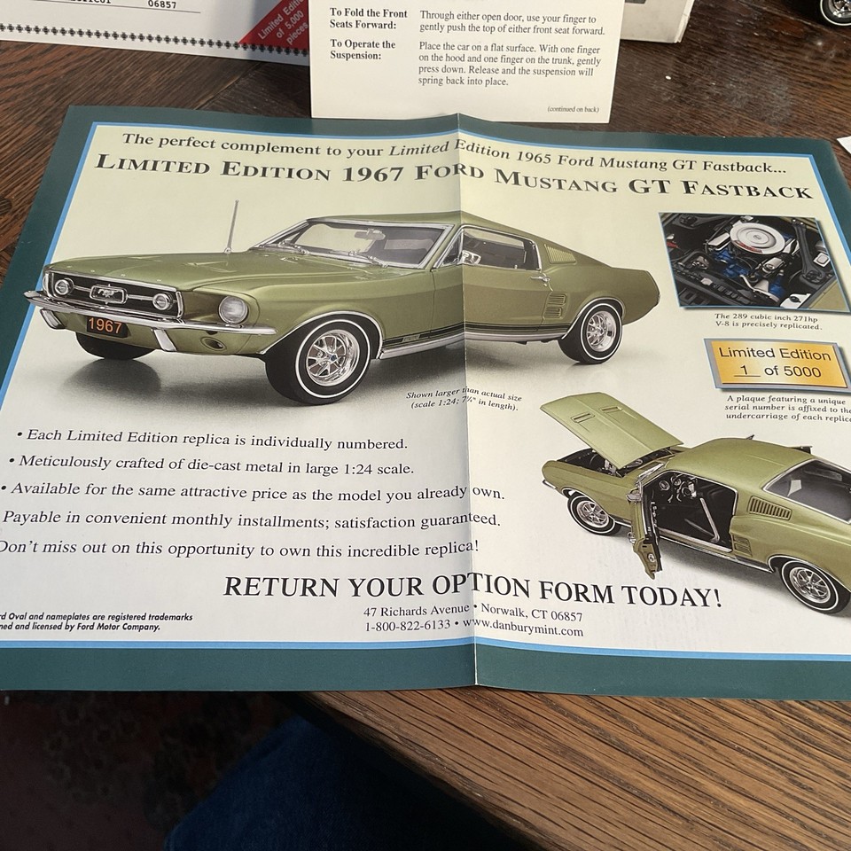 Danbury Mint 1967 Ford Mustang GT Fastback, 1:24 L.E. #183 | eBay