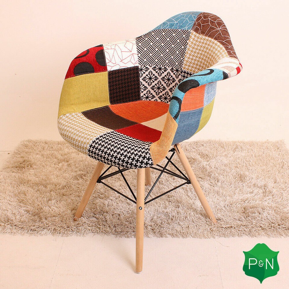 Patchwork Dining Chair Sloane Harper Lounge Chair Scandinavian Retro Armchair | eBay UK