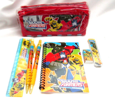 Red Transformers Pencil Case&6Pc Stationary Set-Pen,Pencil,Pad,Ruler ...