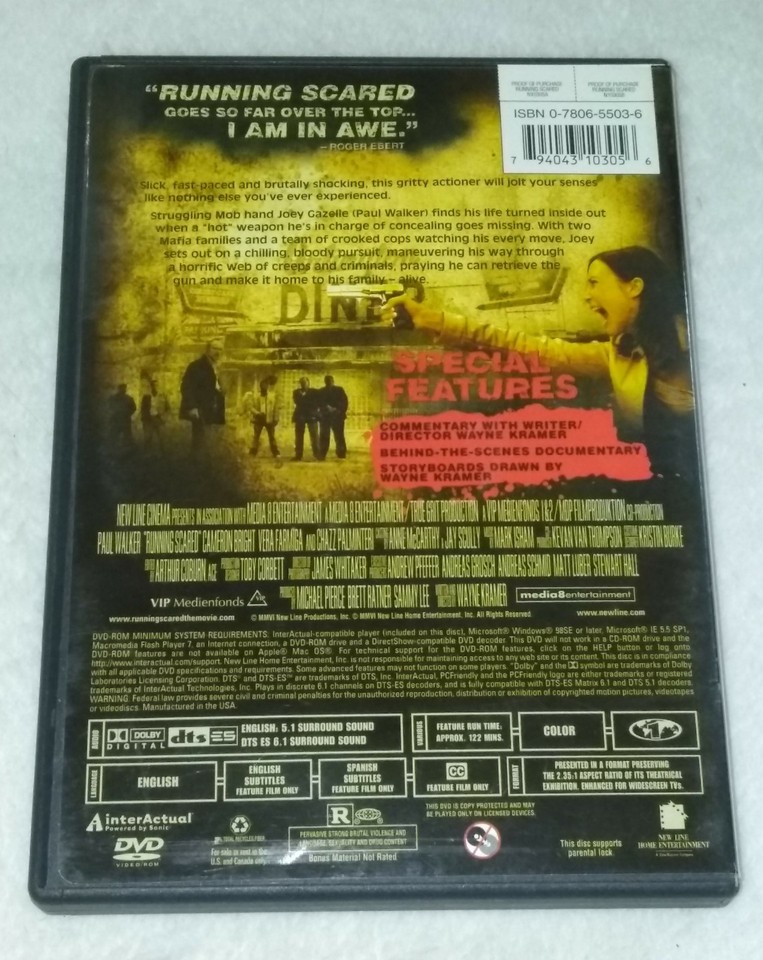 Running Scared DVD Paul walker 794043103056| eBay