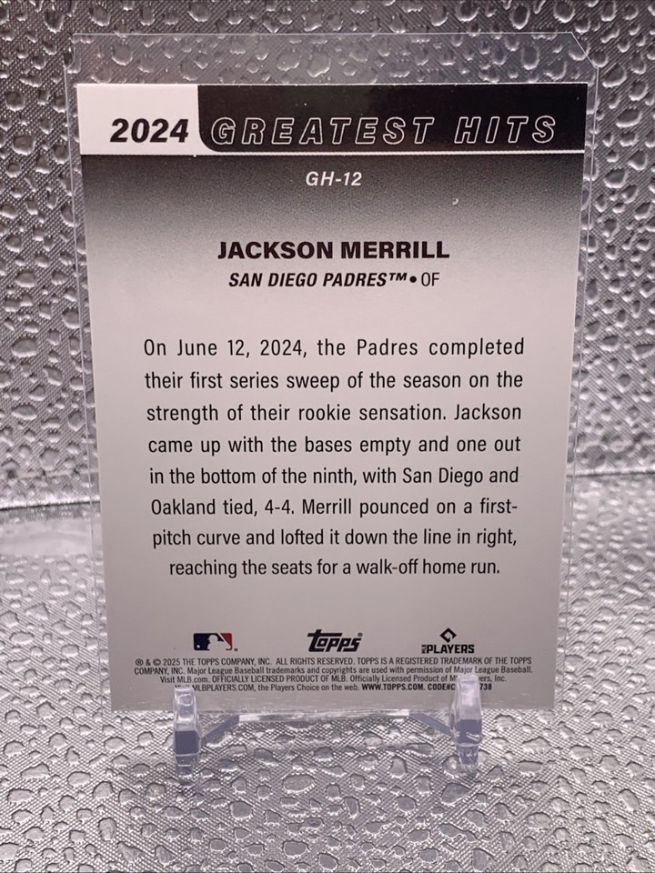 2025 Topps Series 1 Jackson Merrill Greatest Hits Pink Parallel #GH-12 ...