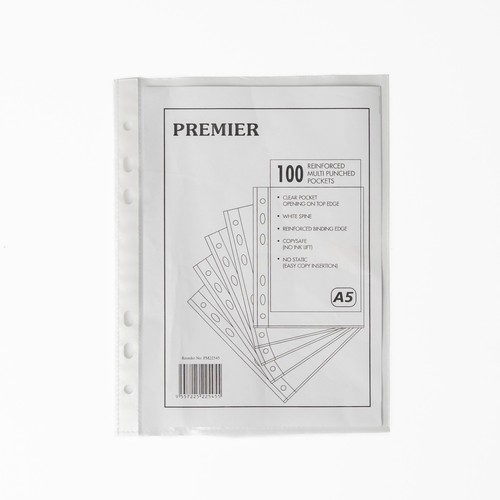 A5 Punched Pockets Clear Plastic Filing Wallets Poly Strong Sleeve (UK ...