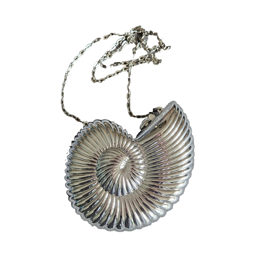 NWOT Silver Conch / Shell Acrylic Design Clutch / Purse | eBay