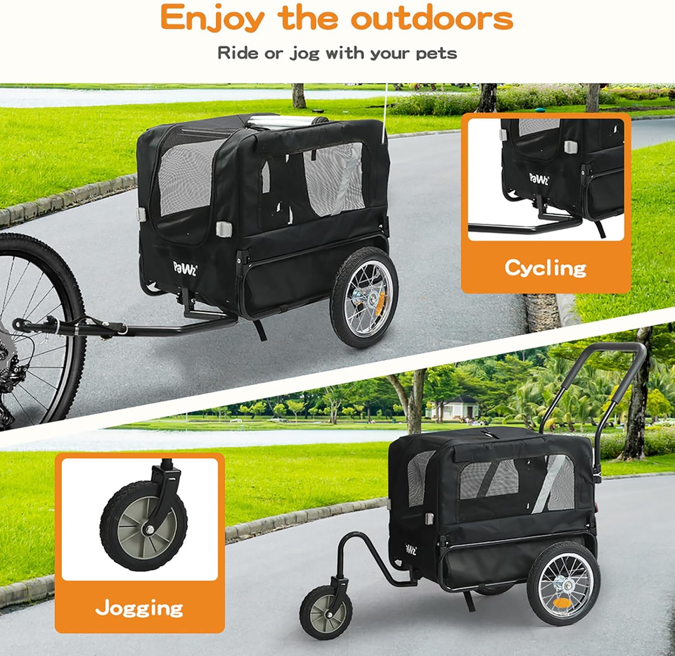 Pet Stroller Bike Trailer, 2-In-1 Foldable Tow behind Bike Jogger Stroller for S | eBay Australia