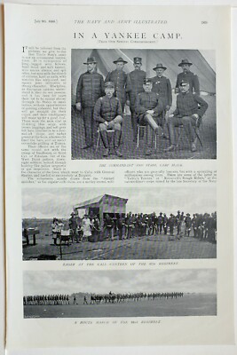 1898 Stampa Yankee Camp Nero Commandant Borraccia 47th Regiment Croce ...