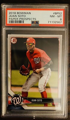 2018 Bowman Juan Soto Paper Prospects Rookie Card RC #BP52 PSA 8 NM-MT ...
