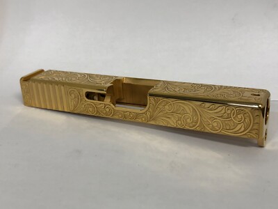 Custom DEEP Laser engraved Glock 19 24k gold plated Slide Gen 3 g19 ...