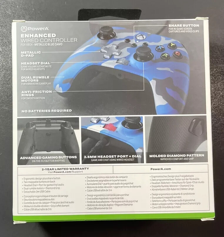 Official XBOX Enhanced Wired Controller [ Metallic Blue Camo Edition ...