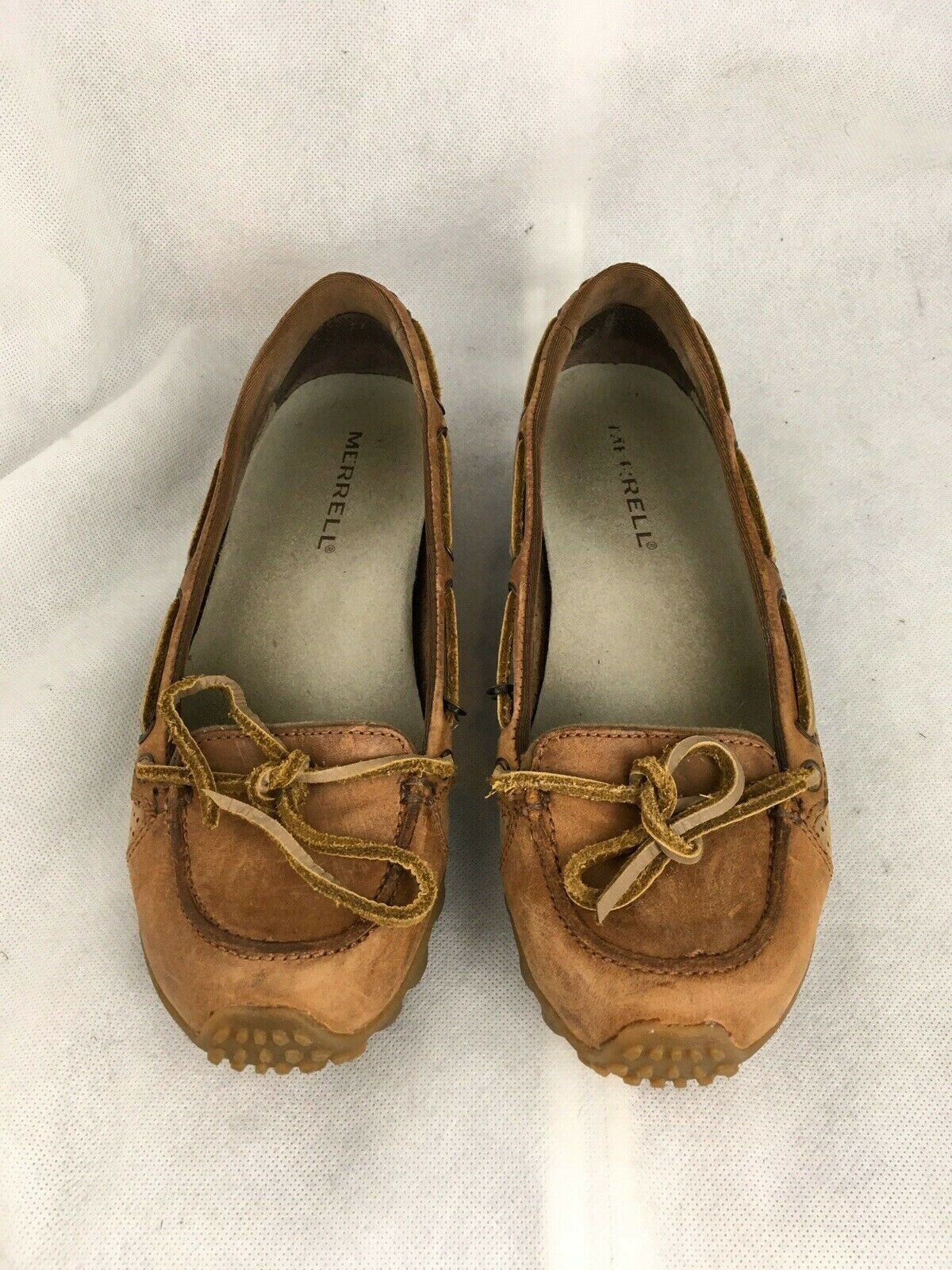 Merrell Women's Marina Boat Shoe Brown Leather Sz 6 M - Gem