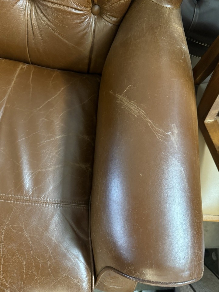 Next Sherlock Chesterfield Brown Real Leather Wingback Chair | eBay UK