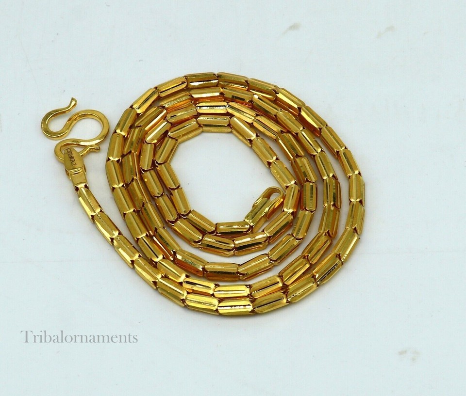 22kt 24 inches yellow gold handmade baht chain best gifting necklace ...