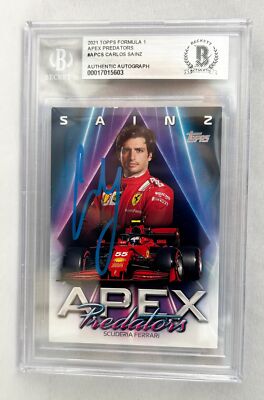 Carlos Sainz Signed Card 2022 Topps Apex Predators Beckett BAS COA | eBay