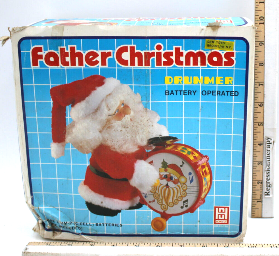 Vtg Father Christmas Drummer Battery Operated Toy #8303G Hong DA Made ...