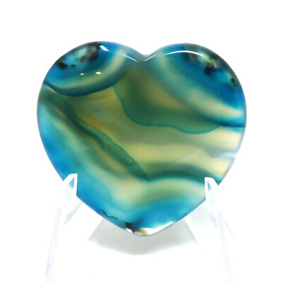 Blue Agate Stone Heart #382- 40mm or 1.5" - Valentines Day Love ...