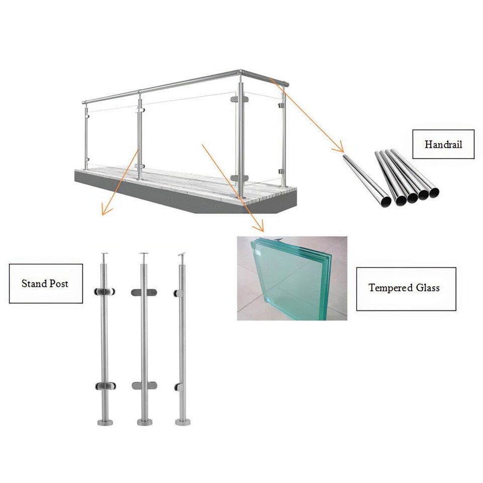 Handrail Steel Pipe Grab Rail Balustrade Staircase Banister Fitting ...
