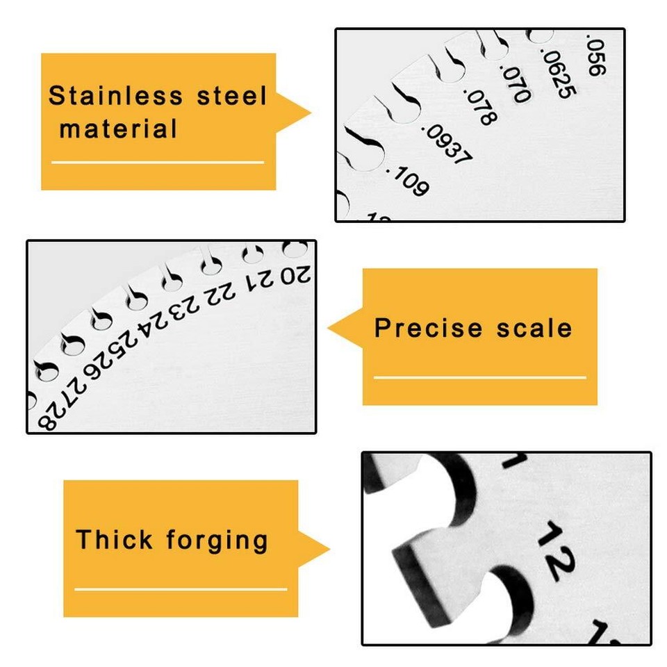 2PCS Sheet Metal Gauge Thickness Gage Wire Gauge Round Measuring Tool ...