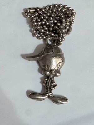 TWEETY BIRD PEWTER NECKLACE 1990s Hip Hop LOONEY TUNES WB 18" Ball ...