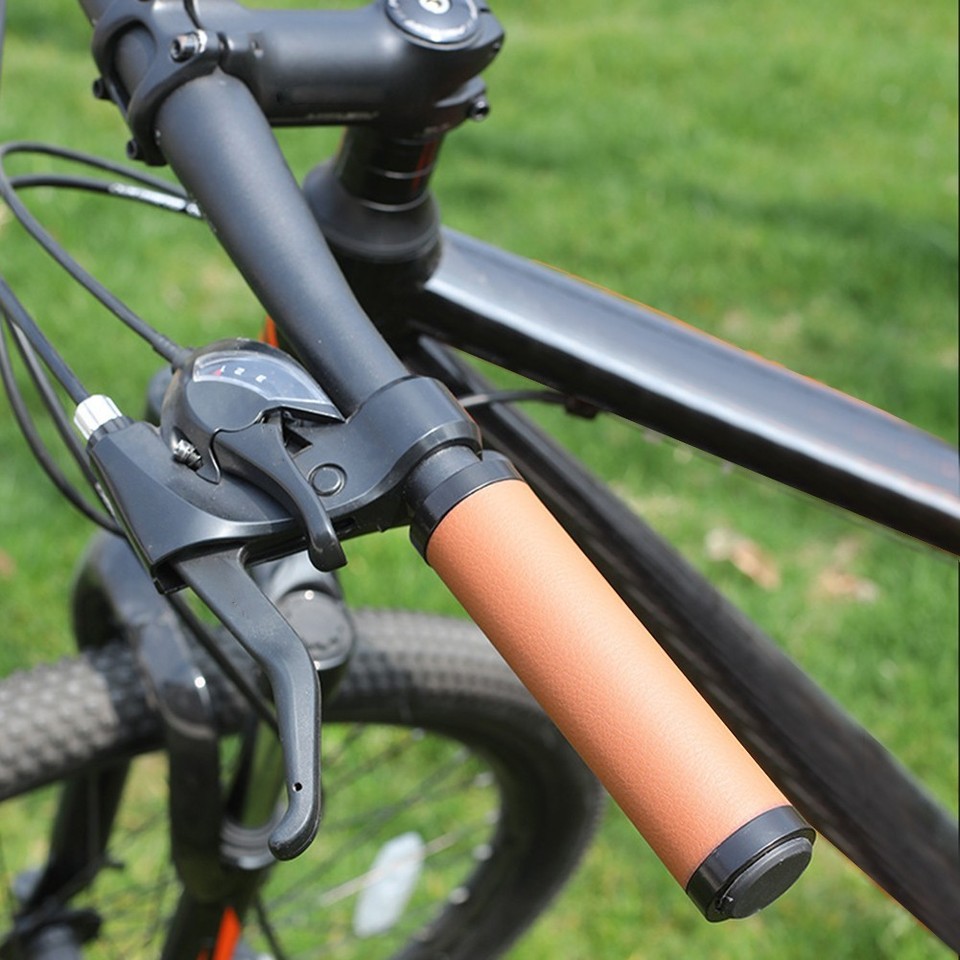 Bike Cowhide Grips Retro Bike Grips Commuting Cycling Double Lock-on ...