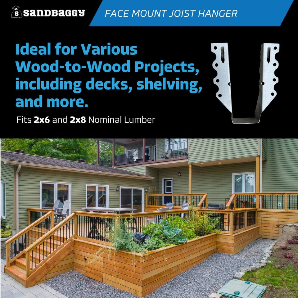 Sandbaggy Face Mount Joist Hanger for 2x6 and 2x8 Nominal Lumber ...
