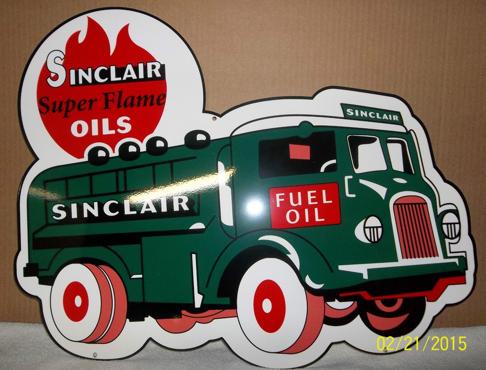 Awesome Sinclair Fuel Oil Truck, Die-Cut Heavy Steel Sign, Porcelain ...