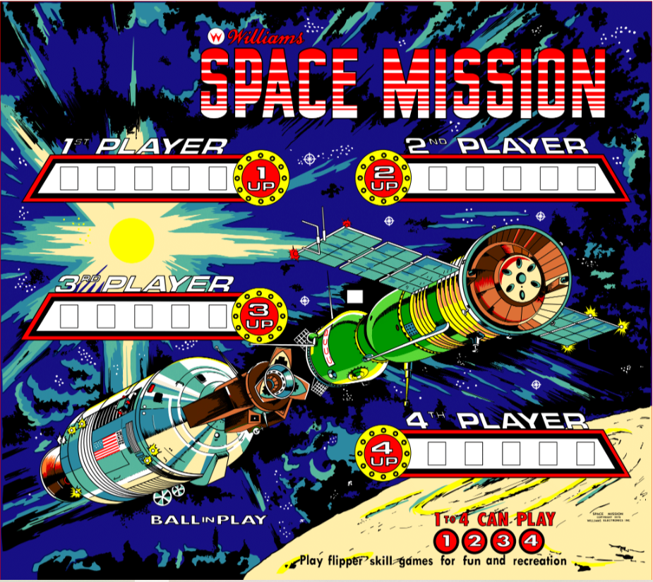 Williams Space Mission Pinball Machine Next Gen Translite backglass | eBay