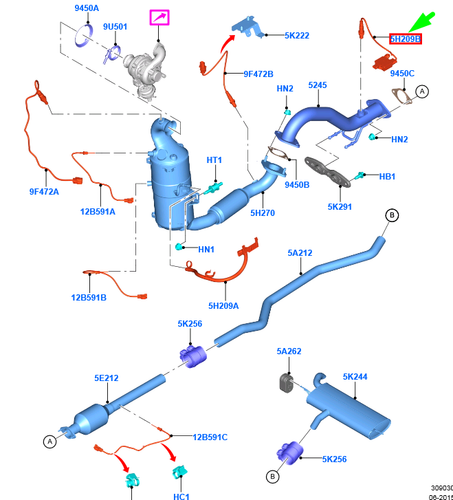 FORD MONDEO MK5 Exhaust System Sensor Assy FS71-5L239-AA 1904034 NEW ...
