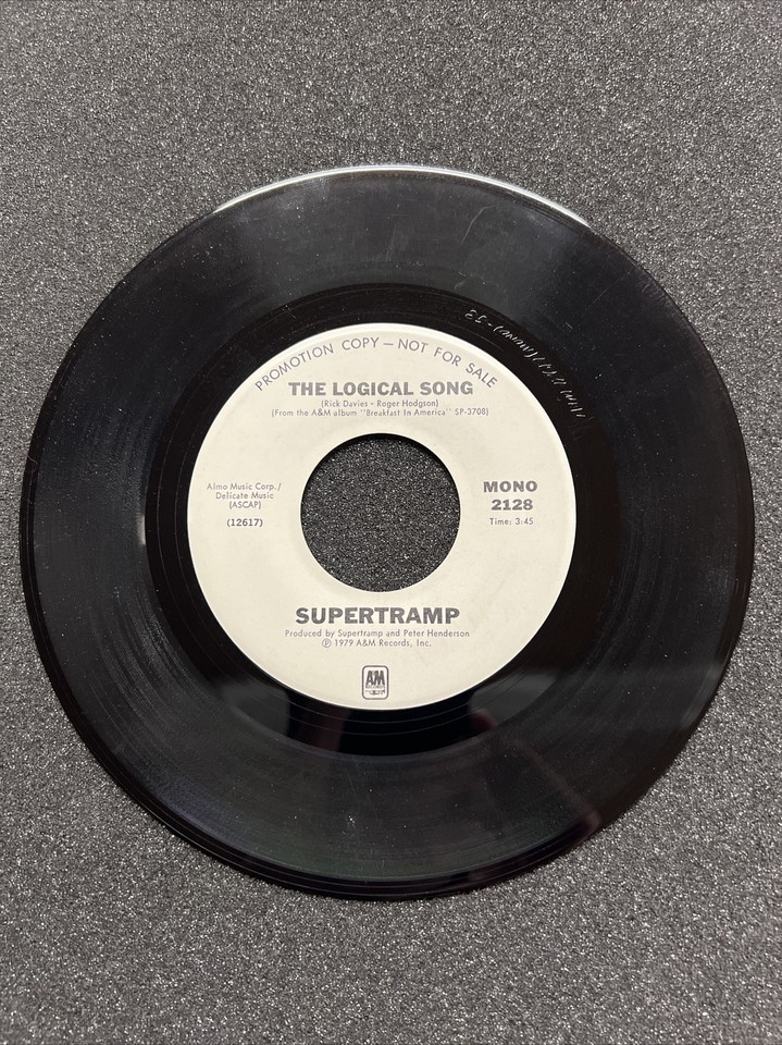 45 rpm Vintage 7” Vinyl Single Hit Record Supertramp The Logical Song ...