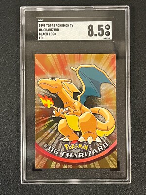 Charizard 1999 Topps Pokemon TV Black Logo Foil SGC 8.5 6 | eBay