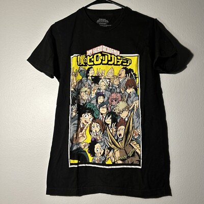 Small My Hero Academia Group Shot T-shirt Black Tee Anime Manga | eBay