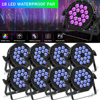 8pcs 270W Outdoor IP65 Waterproof 18 LED RGBW DMX PAR Wash Stage Light ...