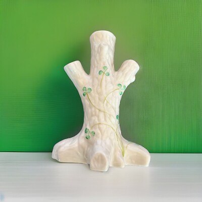 Vintage Irish Belleek Shamrock Tree Bud Vase Porcelain 3 Leaf Clover ...