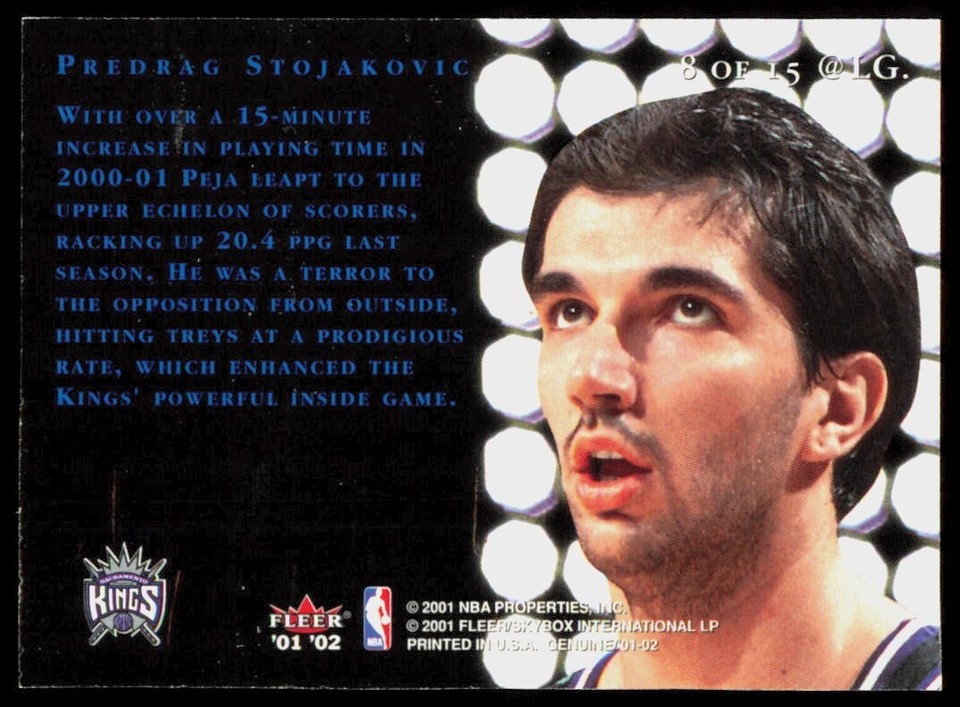 2001-02 Fleer Genuine @LG Peja Stojakovic Predrag #8@LG | eBay