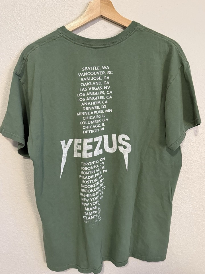 Kanye West Yeezy Yeezus Hip Hop Rap Tour Merch Tee in Olive Green L | eBay