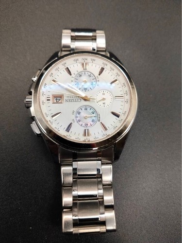 Citizen Exceed AT8074-55A Eco-Drive Titanium White Silver Quartz Mens ...