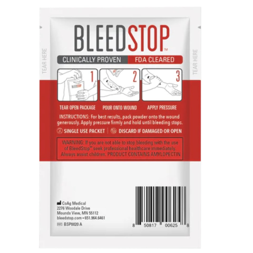 BleedStop 20g Packet First Aid Stop Bleeding Seconds Emergency Home ...