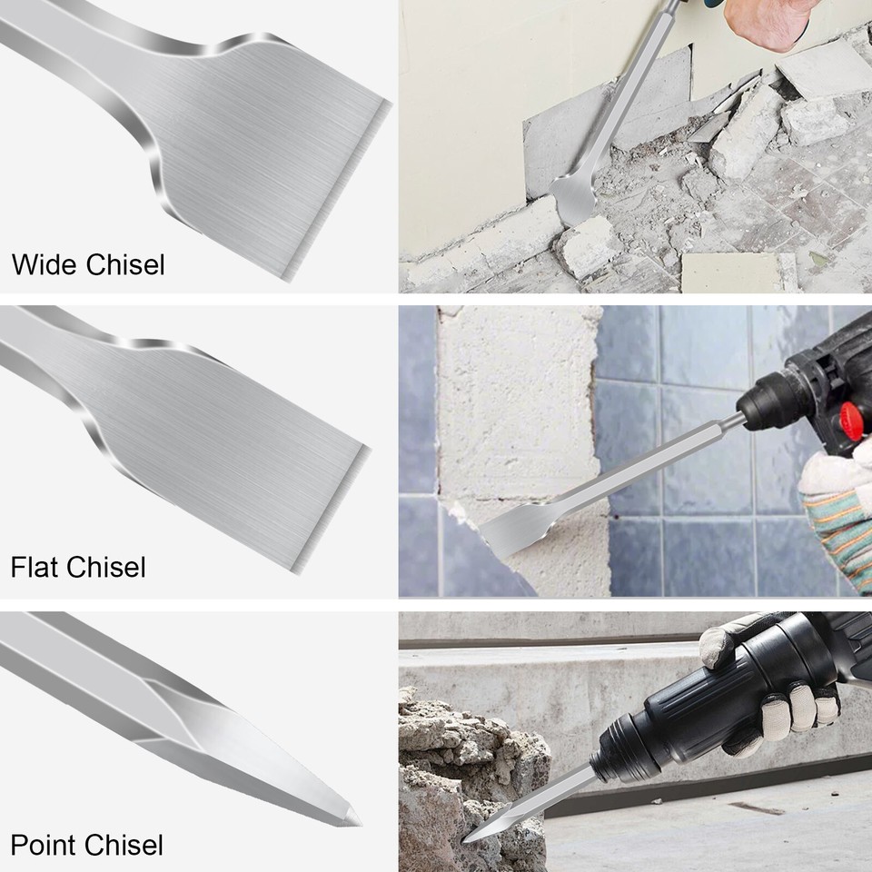 4pcs SDS Plus Hammer Drill Chisel Set Rotary Hammer Drill Bits Point ...