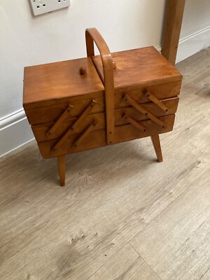 vintage wooden sewing box on legs 1960-70 | eBay