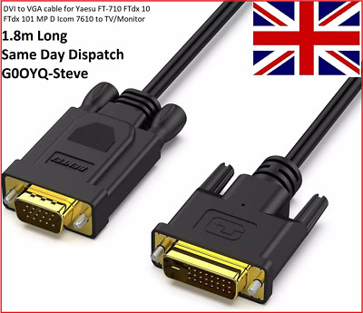 DVI to VGA cable for Yaesu FT-710 FTdx 10 FTdx 101 MP D Icom 7610 to TV ...