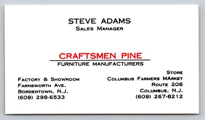 1970s 1980s Business Card Craftsmen Pine Furniture Columbus Bordentown ...