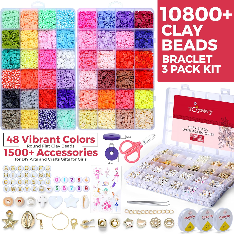 10800 PCS Clay beads Bracelet kit - 48 Color DIY Jewelry Making ...